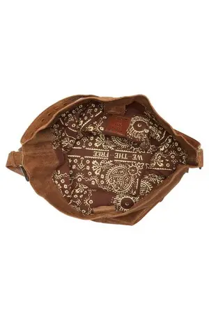 Free People Dallas Distressed Leather Shoulder Bag - Cognac