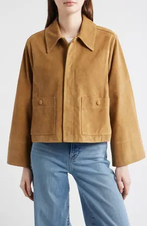 FRAME The Mini Suede Swing Jacket - Light Camel