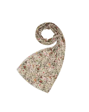 FABLE ENGLAND Garden Floral Lightweight Long Scarf - Light Beige