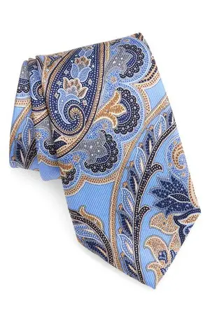 Nordstrom Paisley Jacquard Silk Neck Tie Lt Blue