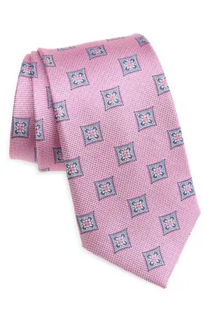 Nordstrom Check Jacquard Silk Neck Tie - Pink