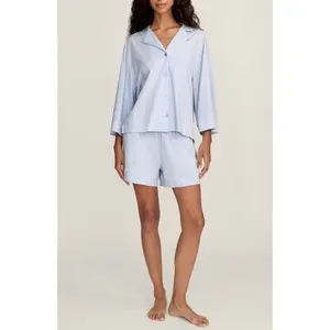 PETITE PLUME Olivia Pima Cotton Short Pajamas - Blue