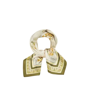 FABLE ENGLAND Nouveau Floral Square Scarf - Light/pastel Yellow