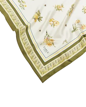 FABLE ENGLAND Nouveau Floral Square Scarf - Light/pastel Yellow