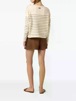 Elisabetta Franchi Paneled Shorts With Ring Detail Waistband - Brown