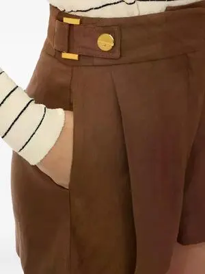 Elisabetta Franchi Paneled Shorts With Ring Detail Waistband - Brown