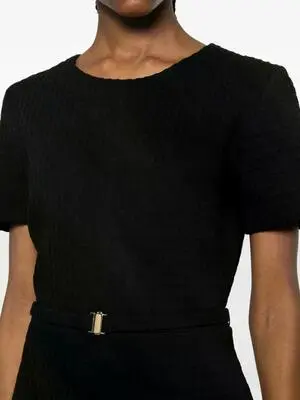 MARCCAIN Belted Textured Mini Dress - Black