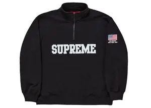Supreme Shop Flag Half Zip Pullover - Black