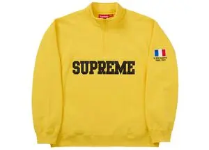 Supreme Paris Shop Flag Half Zip Pullover - Yellow