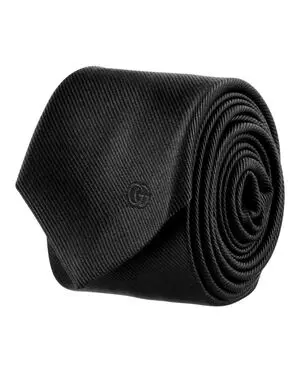 Gucci Double G Silk Jacquard Tie - Black