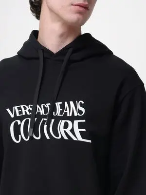 Versace Cotton Hoodie With Logo - Black