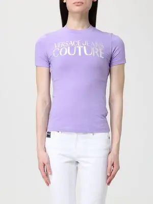 Versace Slim Fit Printed Logo T-shirt - Violet