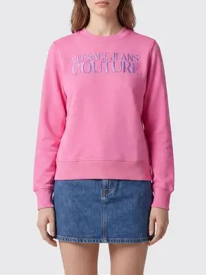 Versace Cotton Sweatshirt With Embroidered Logo - Pink