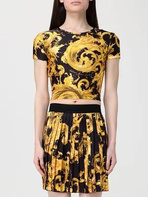 Versace Baroque Print Stretch Polyester T-shirt - Black