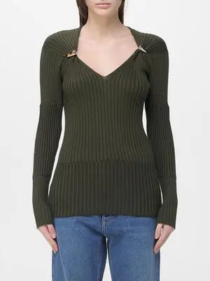 Bottega Veneta V-neck Sweater With Metal Plaques - Green