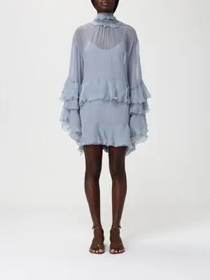 Chloé Ruffled Mini Dress - Gnawed Blue