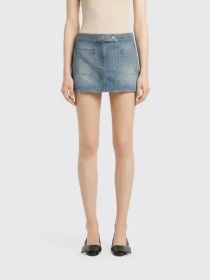 COURREGES Cotton Denim Mini Skirt - Blue