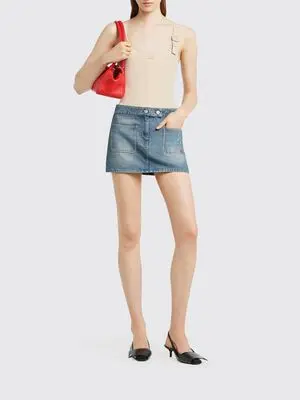 COURREGES Cotton Denim Mini Skirt - Blue