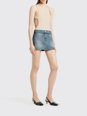 COURREGES Cotton Denim Mini Skirt - Blue