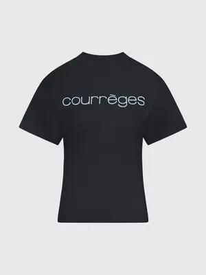 COURREGES Cotton T-shirt With Logo - Black