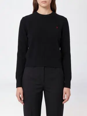 AMI Paris Wool Sweater With Logo - Black