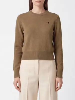 AMI Paris AMI Slim Fit Merino Wool Jumper Camel