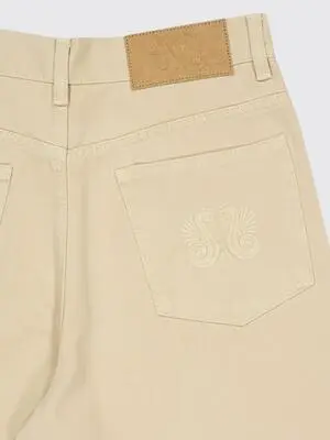 BLAZÉ MILANO Cotton Denim Palazzo Jeans - Beige