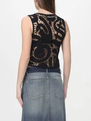 Pinko Crochet Sleeveless Top - Black