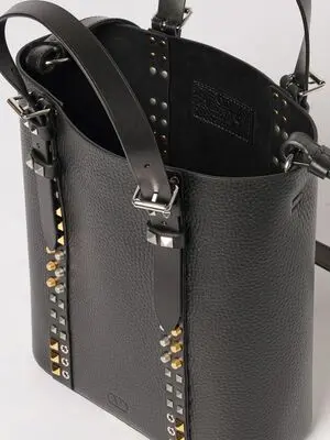 Valentino Garavani Studded Leather Bucket Bag - Black