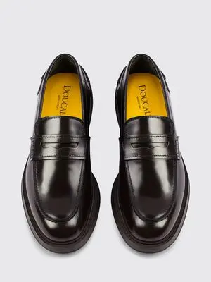 DOUCAL'S College-style Penny Loafers In Brushed Calfskin Leather