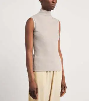 Colombo Silk High-neck Top - Grey