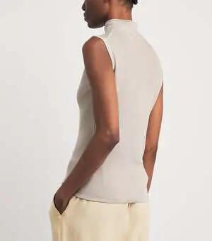 Colombo Silk High-neck Top - Grey