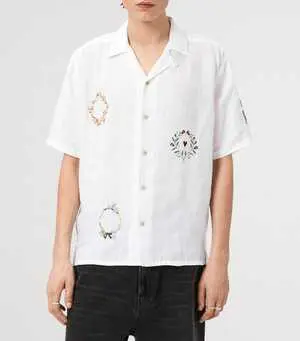 ALLSAINTS Linen Embroidered Deck Shirt