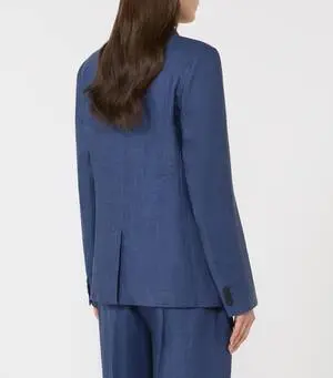 Max Mara Linen Single-breasted Blazer - Blue