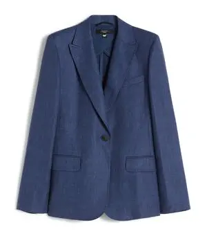 Max Mara Linen Single-breasted Blazer - Blue