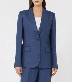 Max Mara Linen Single-breasted Blazer - Blue