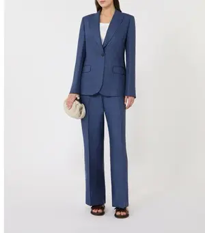 Max Mara Linen Single-breasted Blazer - Blue