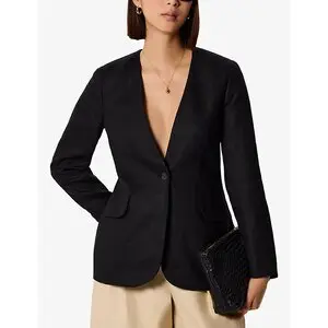 Whistles Collarless Single-breasted Linen Blazer