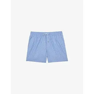 REISS Geometric Print Swim Shorts - Blue
