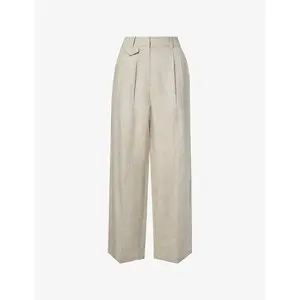 MALINA Yana Wide-leg Linen Trousers