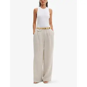 MALINA Yana Wide-leg Linen Trousers