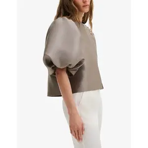 MALINA Cleo Balloon Sleeve Satin Blouse
