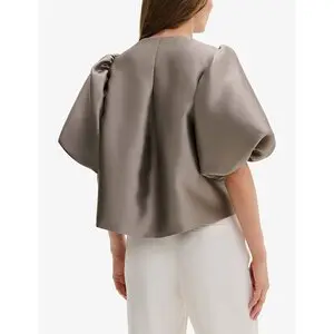 MALINA Cleo Balloon Sleeve Satin Blouse