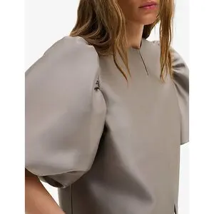 MALINA Cleo Balloon Sleeve Satin Blouse
