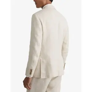 REISS Atlantic Single-breasted Linen Blazer - Stone