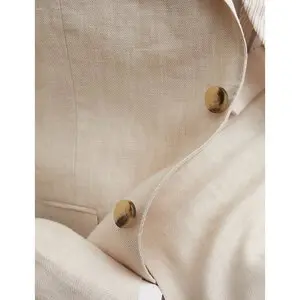 REISS Atlantic Single-breasted Linen Blazer - Stone
