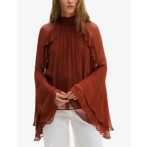 MALINA Therese Ruffled Chiffon Blouse