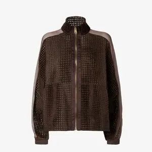 Fendi Shearling Jacket With Organza Inserts - Brown