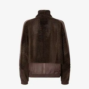 Fendi Shearling Jacket With Organza Inserts - Brown
