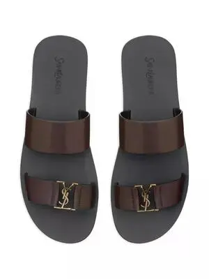 Saint Laurent Babylone Leather Sandals - Brown